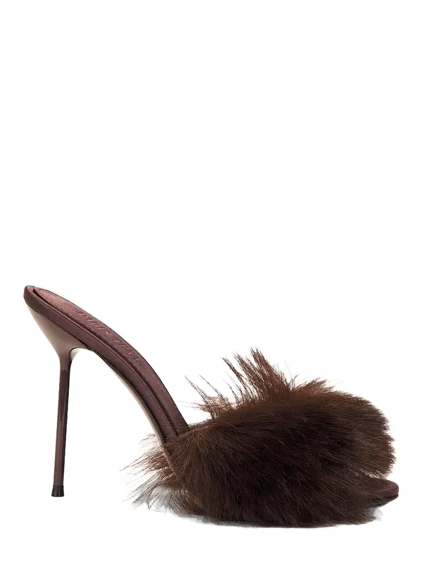 Paris Texas Furry Lidia Mule 105 Heel - Brown