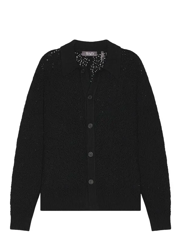 WAO Open Knit Long Sleeve Shirt - Black