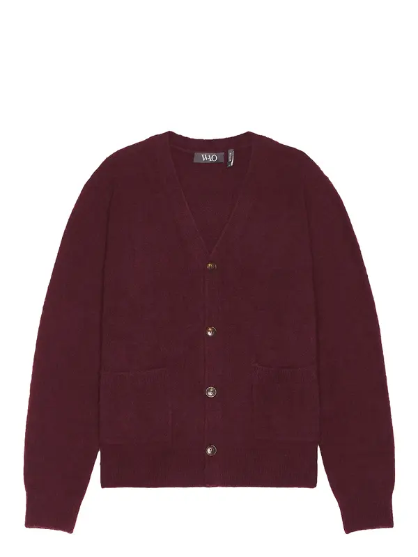 WAO Solid Brushed Cardigan - Burgundy