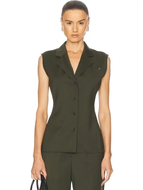 Helmut Lang Wool Vest - Green Melange