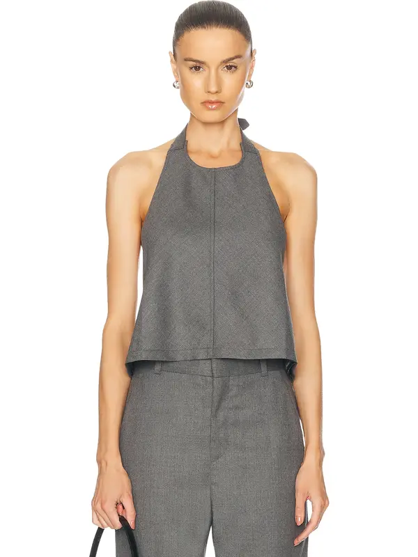 Wardrobe.NYC Backless Halter Top - Charcoal