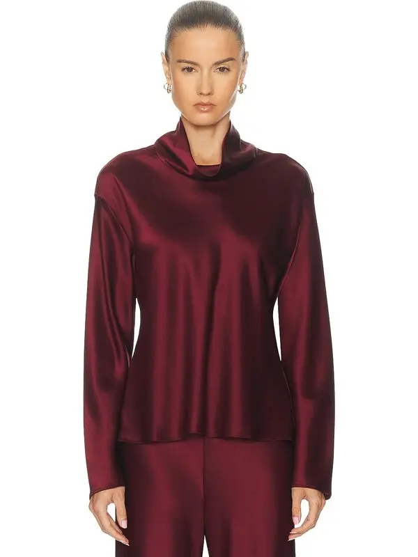 LESET Barb Long Sleeve Cowlneck Top - Bordeaux