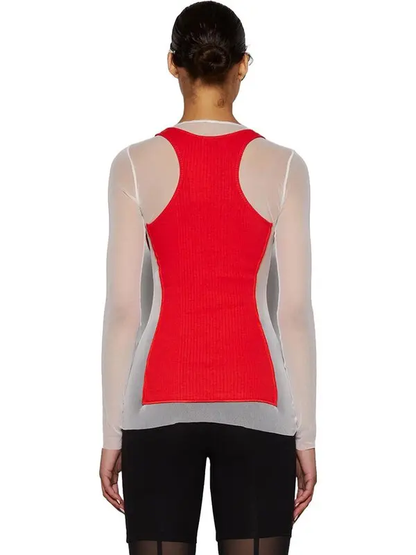 Jean Paul Gaultier Petit Grand Mesh Top - White And Red