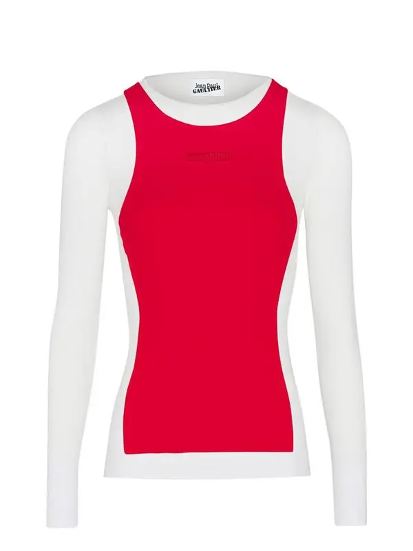 Jean Paul Gaultier Petit Grand Mesh Top - White And Red