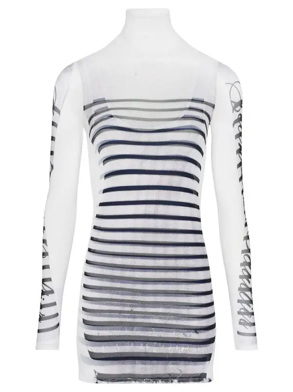 JEAN PAUL GAULTIER Mariniere Short Dress - White And Black