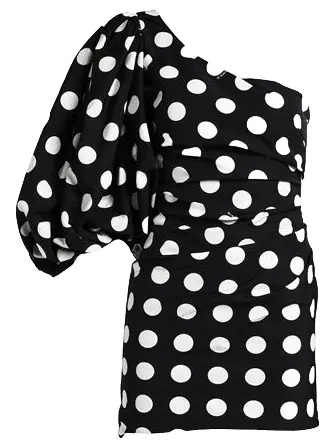 Pinko Mini Polka Dot One-shoulder Dress - Black
