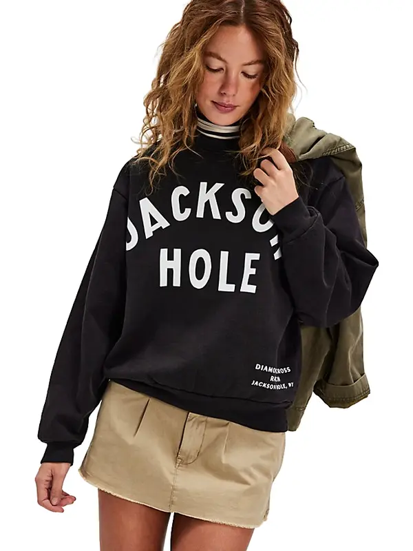 Free People Jackson Hole Crewneck - Black