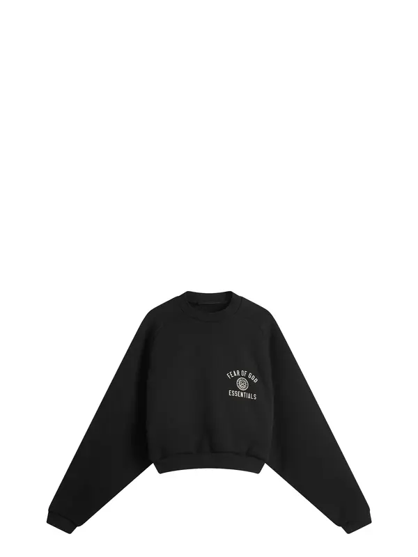 Fear Of God Fleece Cropped Crew Sweatshirt - Black