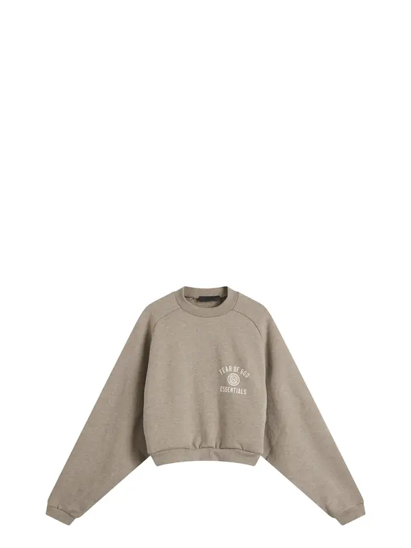 Fear Of God Fleece Cropped Crew Sweatshirt - Heather Gray