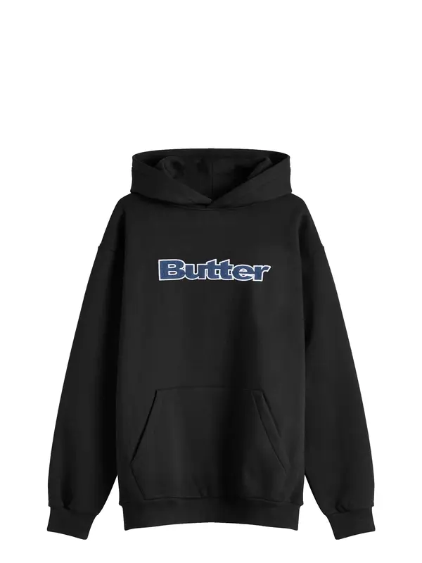 BUTTER GOODS Denim Logo Applique Hoodie - Black