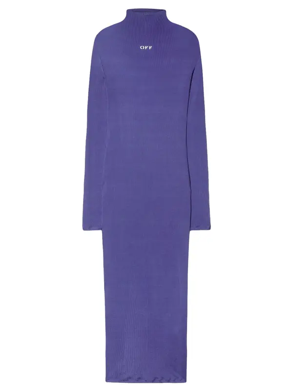 Off-White Ribbed Knit Dress - Purple