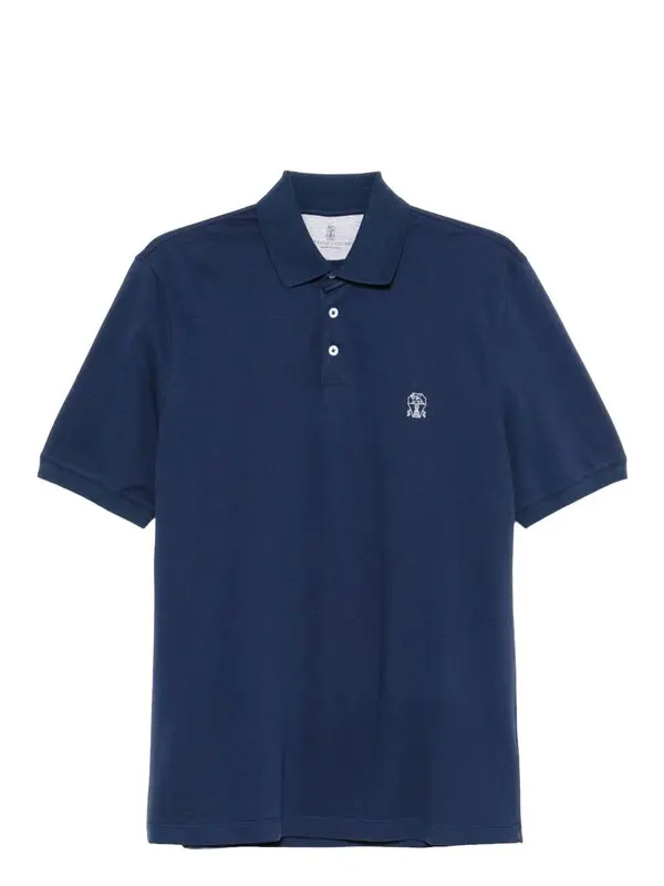 Brunello Cucinelli Logo-print Polo Shirt - Blue