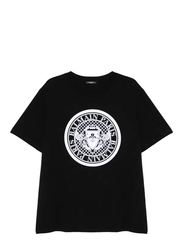 Balmain Flocked-logo T-shirt - Black