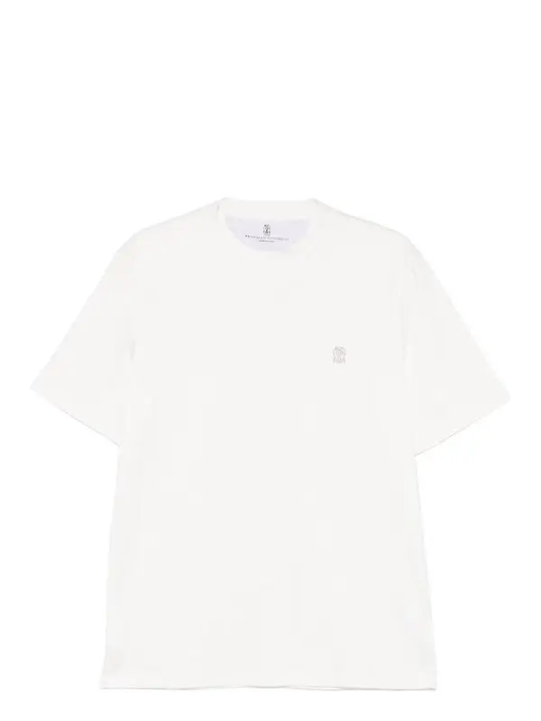 Brunello Cucinelli Logo-embroidered T-shirt - White