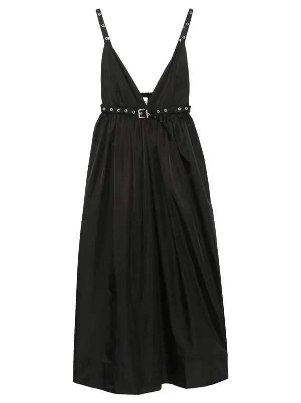 GANNI Duchesse Strap Midi Dress - Black