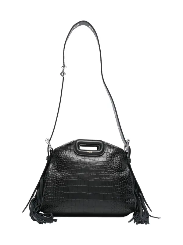 Maje Mini Miss M Embossed Leather Bag - Black