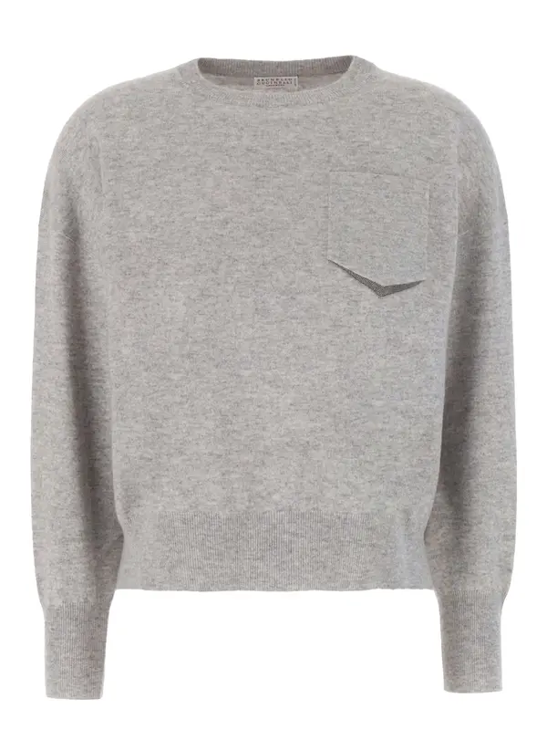 Brunello Cucinelli Bead-detailed Cashmere Jumper - Grey