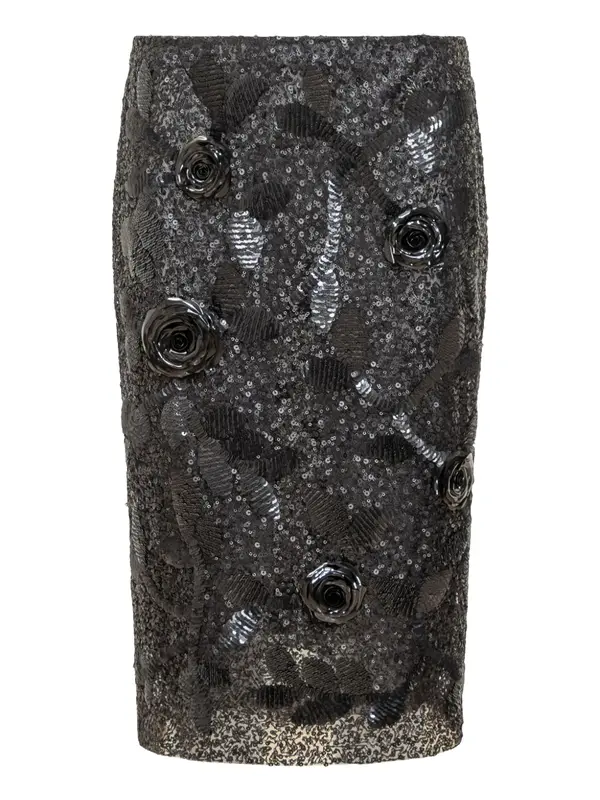 DES_PHEMMES Sequin-embellished Midi Skirt - Black