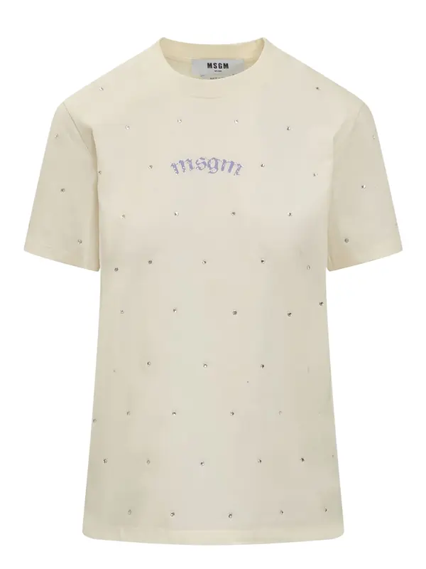 MSGM Logo-print T-shirt - Neutrals