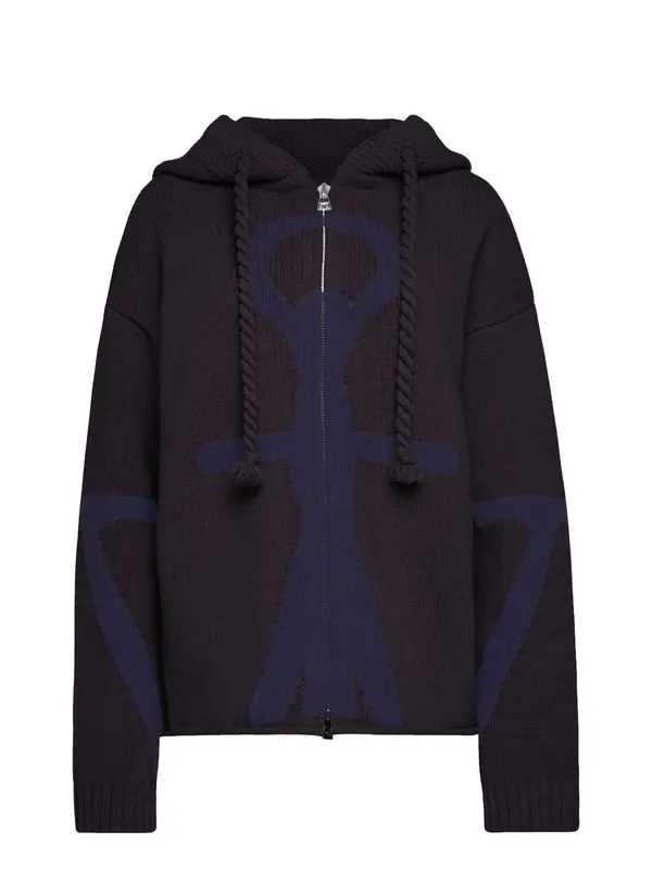 JW Anderson Anchor-intarsia Hoodie - Black