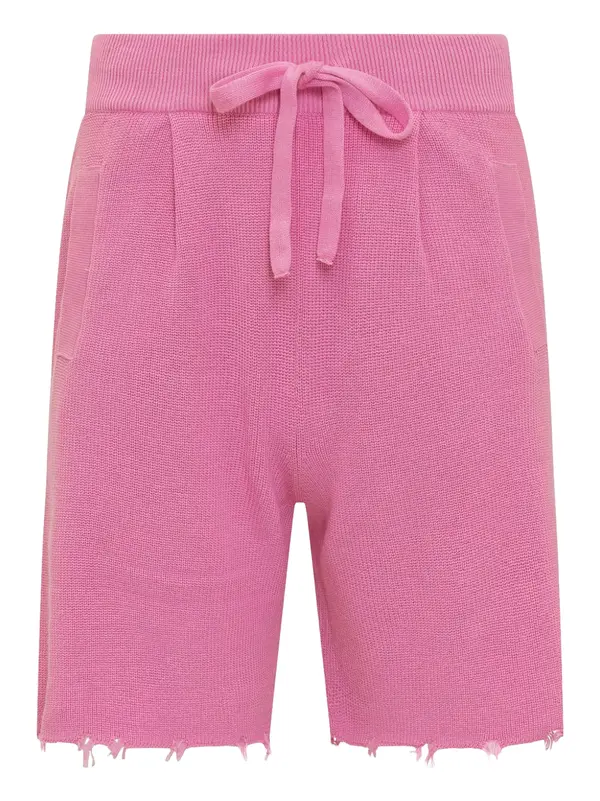 LANEUS Raw-cut Knit Shorts - Pink
