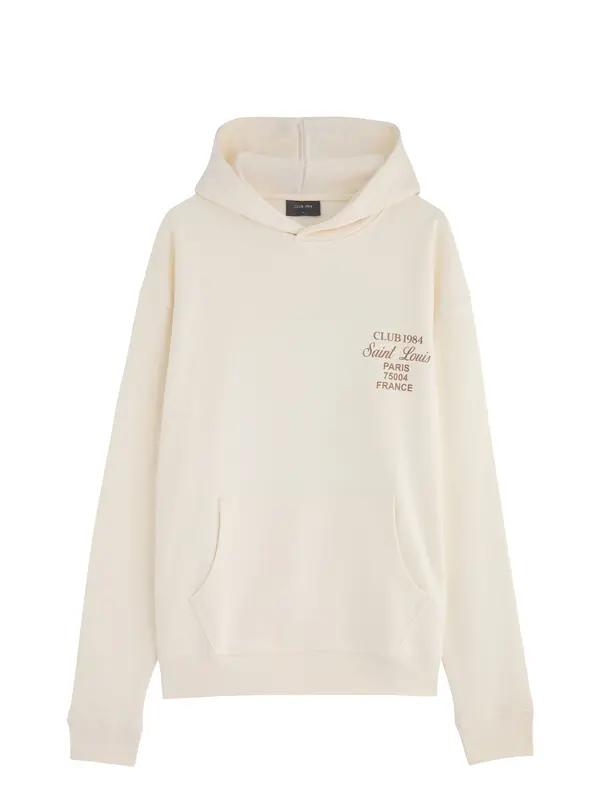 CLUB 1984 Patron 84 Printed Hooded Cotton Sweatshirt - Off White