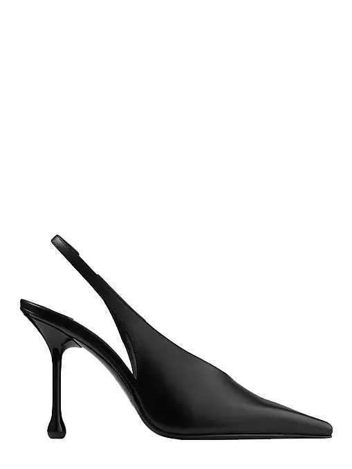 JIMMY CHOO Isa 95 Slingback Leather Heeled Courts - Black