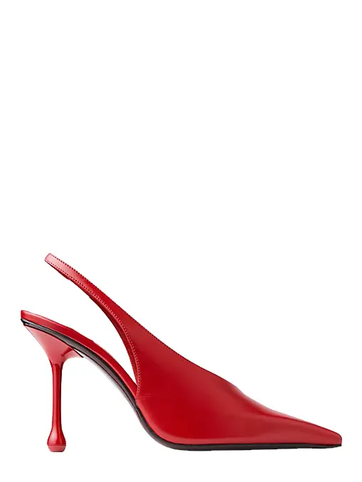 JIMMY CHOO Isa 95 Slingback Leather Heeled Courts - Ruby Red