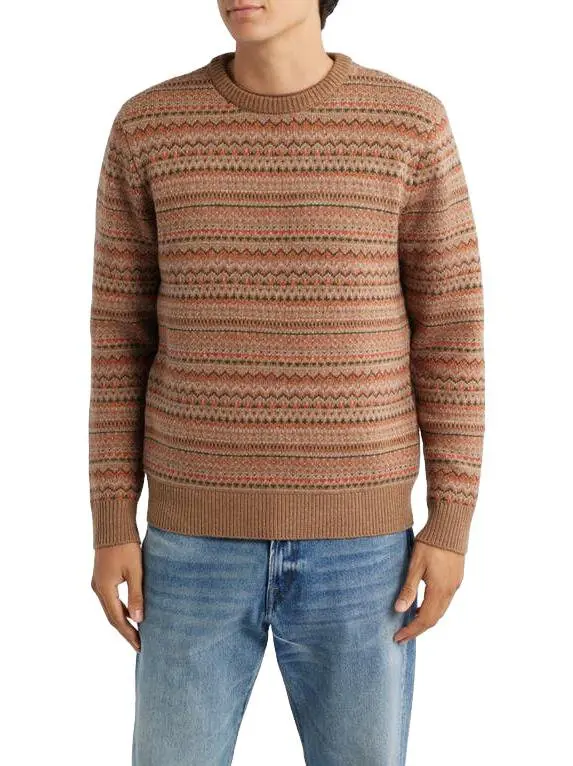 SCHOTT Fair Isle Wool Blend Sweater - Camel