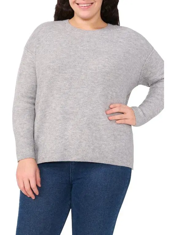 CECE DUPRAZ Elbow Heart Detail Crewneck Sweater - Light Heather Grey