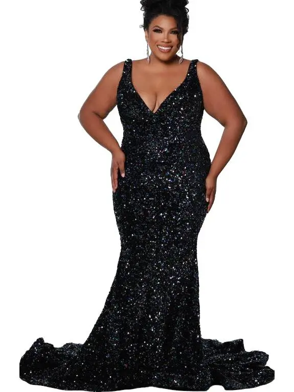 SYDNEY'S CLOSET Sequin Mermaid Evening Gown - Kaleidoscope