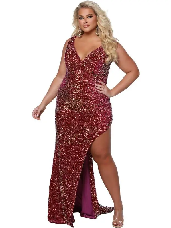 SYDNEY'S CLOSET Sequin Velvet Gown - Purple Passion