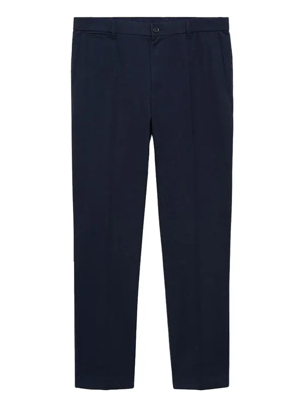 Mango Slim-fit Checked Trousers - Indigo Blue