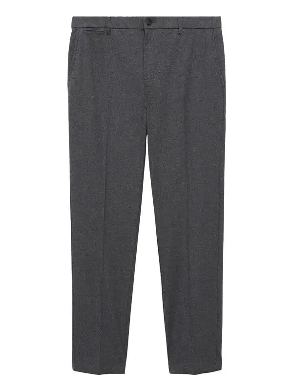 Mango Slim-fit Checked Trousers - Light Heather Grey
