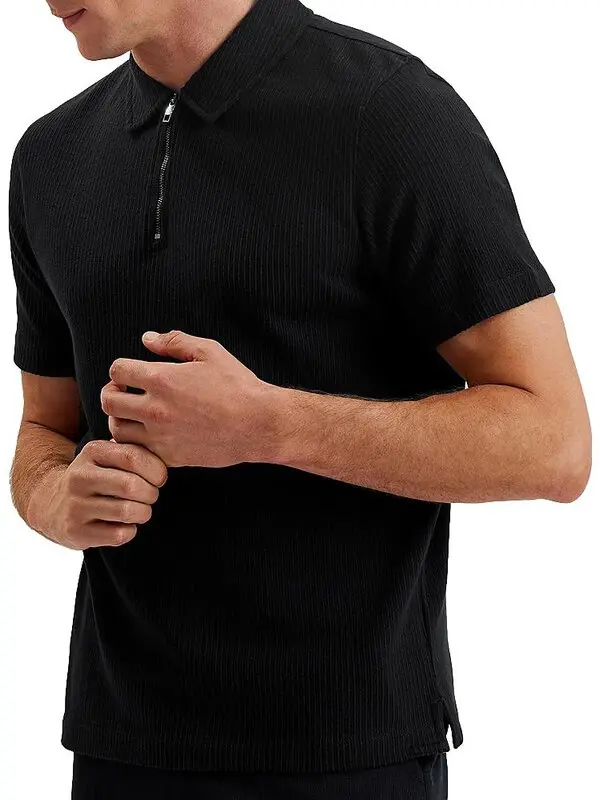 Ted Baker London Elgrave Regular Fit Short Sleeve Textured Zip Polo - Navy