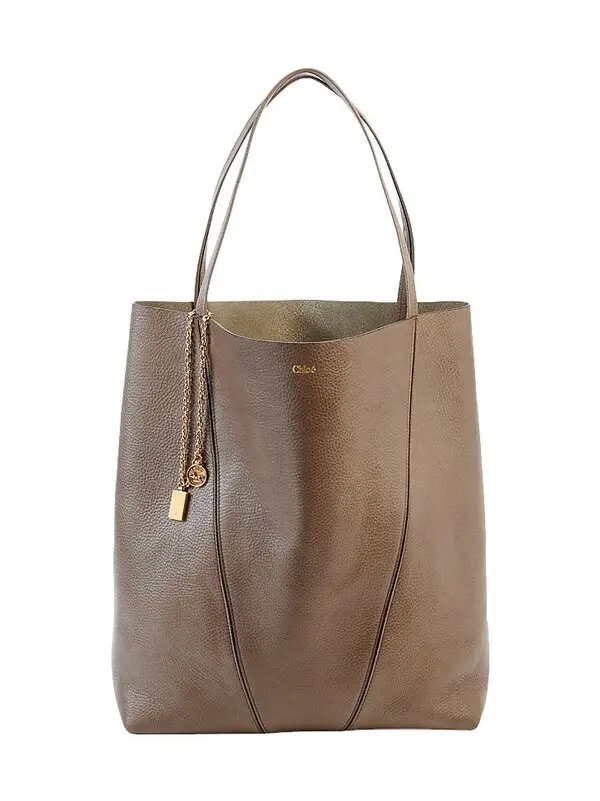 Chloé Spin Large Leather Tote - Flannel Gray