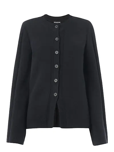 Whistles Wide-sleeved Cotton-blend Cardigan - Black