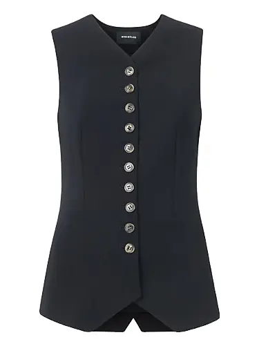Whistles Cora V-neck Crepe Waistcoat - Black