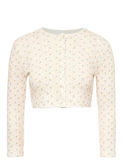 COU COU Floral-print Cotton Cardigan - English Rose