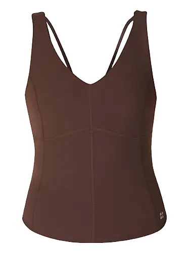 Sweaty Betty Sculpting Stretch-woven Tank Top - Cacao Brown