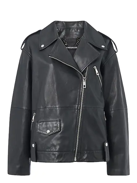 Whistles Freja Zip-up Leather Biker Jacket - Black