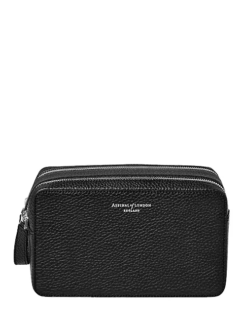 ASPINAL OF LONDON Mount Street Leather Wash Bag - Black