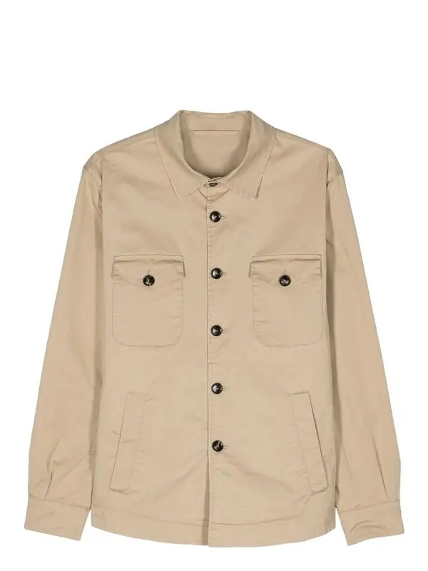 MAZZARELLI Stretch-cotton Twill Shirt - Beige