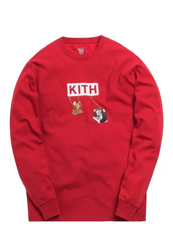 Kith X Tom & Jerry Long Sleeve Friends Tee Shirt - Red