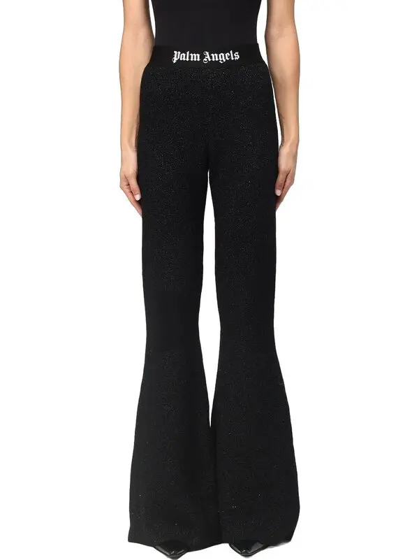 Palm Angels Glitter Flare Pants - Black