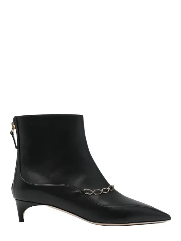 MALONE SOULIERS Leather Ankle Boots With Chain Detail - Black