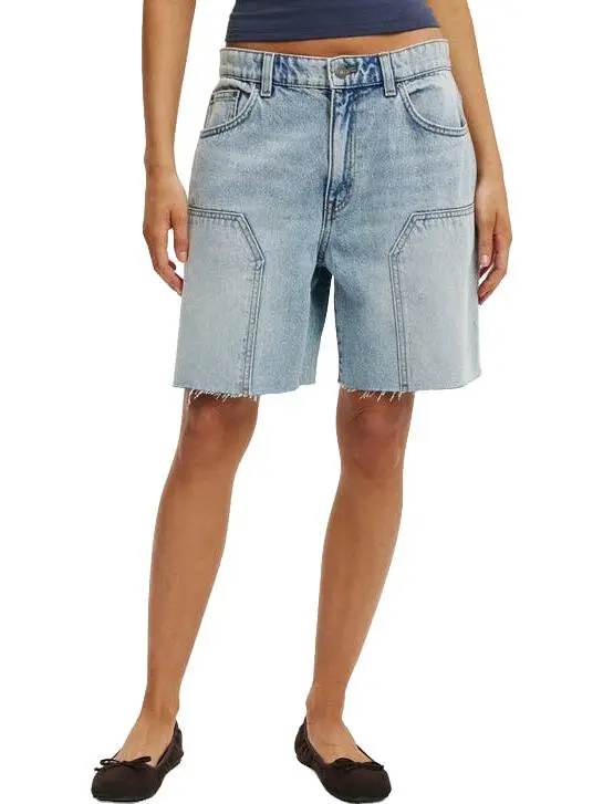 COTTON ON Relaxed Denim Shorts - Carpenter Rush Blue