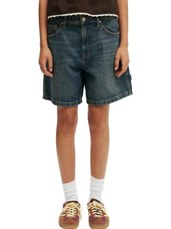 COTTON ON Relaxed Denim Shorts - Logans Blue Carpenter