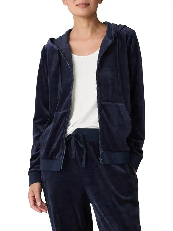 Eileen Fisher Velour Zip-up Hoodie - Ink