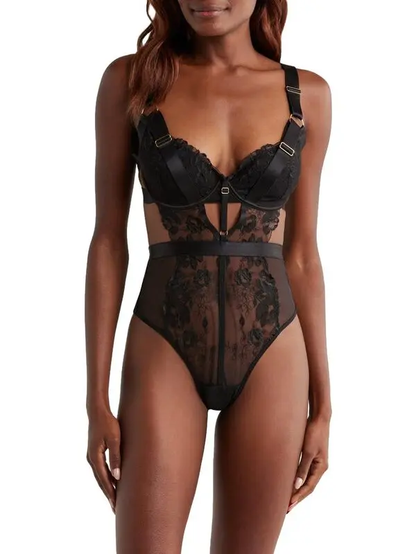 KILO BRAVA Lace Underwire Bodysuit - Black